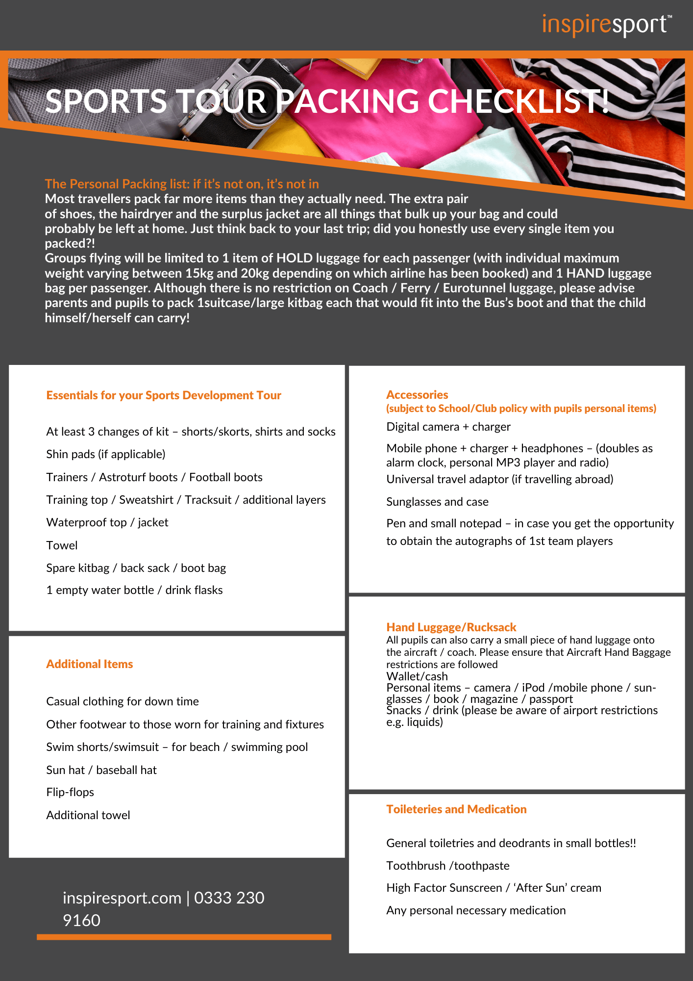 INSPIRESPORT PACKING CHECKLIST | inspiresport